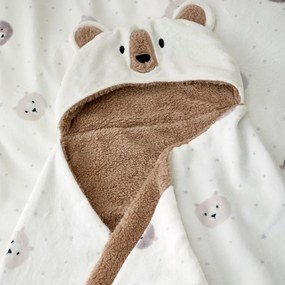 Hnědá/krémová dětská deka s kapucí z mikroplyše 90x125 cm Cosy Bear – Catherine Lansfield