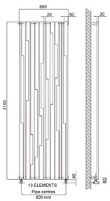 Cordivari Stradivari - Radiátor 2100x660 mm, vertical, leštěná nerez 3620760450002