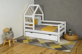 MAXIDO Dětská domečková postel  Dora - jeden šuplík 200x140 bílá