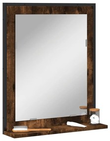 Koupelnové zrcadlo s poličkou kouřový dub 50x12x60 cm kompozit - Default Title
