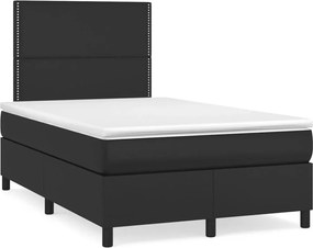 Box Spring Postel S Matrací A Led Černá Umělá Kůže Černá Hladké s hřebíky