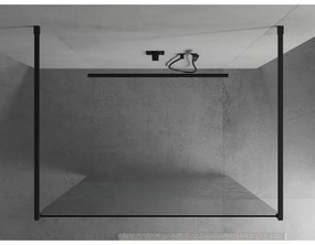 Mexen Kioto volně stojící sprchová zástěna 130 x 200 cm, Průhledné/Bílý vzor 8 mm, Černá - 800-130-002-70-85
