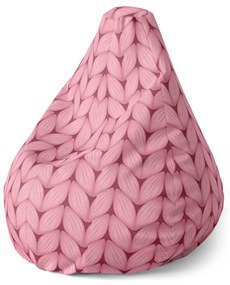 Sablio Sedací vak Pear Růžové pletení z vlny - 70 x 70 x 95 cm