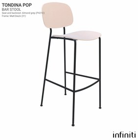 Barová židle Tondina Pop Barva kovové konstrukce: Matt black 31, Barva sedáku a opěradla z recyklovaného plastu: Cipria IP480C