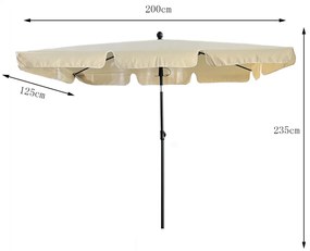 Zahradní slunečník FLOKS 200x125 cm béžový