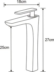 Mexen Indus, vysoká umyvadlová baterie, černá, 744610-70