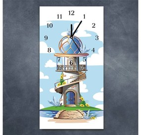 Nástěnné hodiny obrazové na skle dětské - Věž