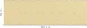 Balkonová zástěna béžová 90 x 300 cm HDPE 310912
