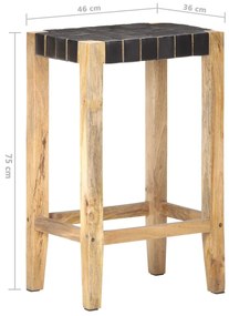 vidaXl Barové stoličky 2 ks černé pravá kůže 75 cm
