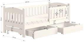 Dřevěná dětská postel Alvins DP 002 - šedý, 90x200