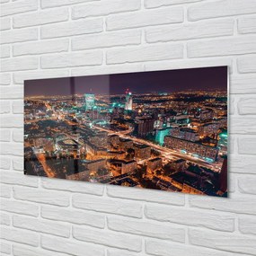 Obraz na skle Varšava Město noční panorama 140x70 cm