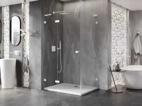Mexen Lunar L, sklápěcí sprchový kout levý 70 x 80 cm, 8mm čiré sklo, bílý profil, 834L-070-080-20-00-L