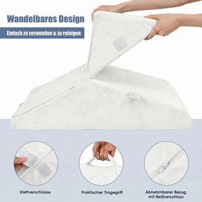 Costway Memory Foam Polštář na spaní Klínový polštář na spaní, bílý