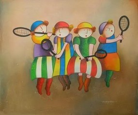 Děti s pálkami na tenis - 90 x 120 cm