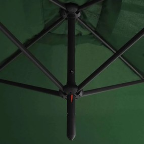 Dvojitý zahradní slunečník s ocelovou tyčí zelený 600 x 300 cm 312554