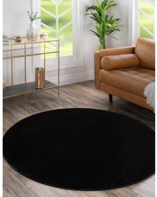 koberec kulatý SOFTY Jednotný, Jednobarevný, černý velikost kruh 150 cm | krásné koberce cz