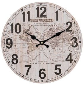 Nástěnné hodiny se zeměkoulemi The World - Ø 34*4 cm / 1*AA