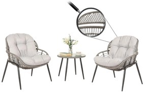 Set 2 křesílek a stolku HWC-N33 - šedá, čalounění světle šedá