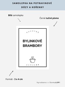 Samolepka na kořenky BYLINKOVÉ BRAMBORY bílá 3 × 4 cm tučné písmo