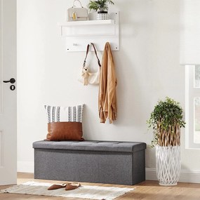 Puf 110x38x38 cm, úložná otoman lavice, 120 L, tmavě šedý