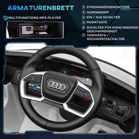 HOMCOM dětské elektrické autíčko 12V elektrické autíčko Audi E-tron elektrické autíčko s dálkovým ovládáním, bezpečnostní pásy, hudba (MP3/USB/TF), d…
