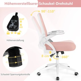 Costway Ergonomická kancelářská židle se sklopnými područkami a houpacím stolem