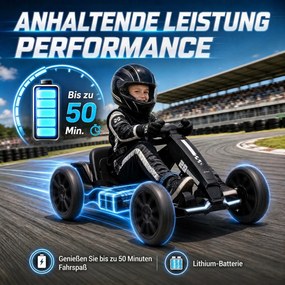 AIYAPLAY Elektrické dětské go-kart 12V, gokart se 2 motory, sedadlo nastavitelná ve 4 polohách, plynulý start, EVA kola, LED světlomety