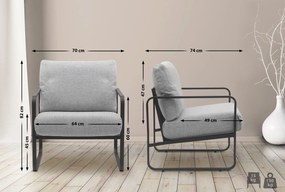 Relaxační křeslo Manea látka – světle šedá