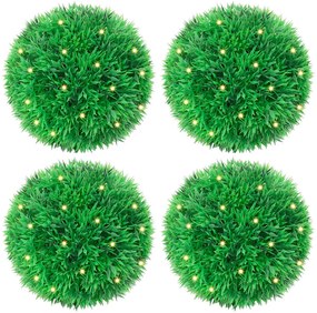 Umělé buxus koule s LED světly 4 ks zelené 12 cm 3335904