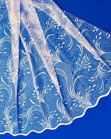 Českomoravská textilní žakárová záclona V310 lístečky, bílá, výška 160cm (v metráži)