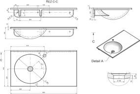 Sapho, JUNO umyvadlo 80x15x47cm, litý mramor, bílá, levé, JU080