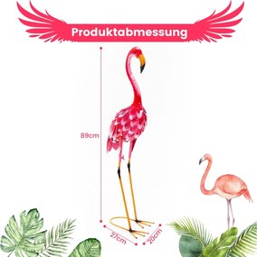 Costway Dekorace Flamingo 2-dílná zahradní socha ve tvaru plameňáka