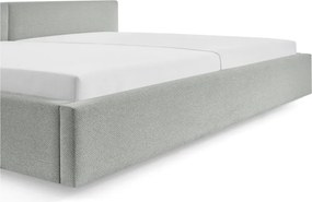 Světle šedá čalouněná dvoulůžková postel s úložným prostorem s roštem 200x240 cm Cube – Meise Möbel