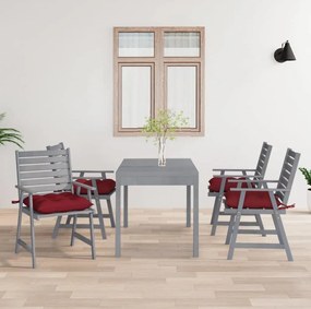 vidaXL Zahradní jídelní židle s poduškami 4 ks masivní akáciové dřevo [3078423] Barva: vínová červená