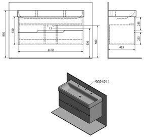 Sapho MEDIENA umyvadlová skříňka 117x50,5x48,5cm, bílá mat/bílá mat MD120