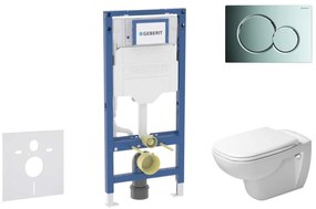 Geberit Duofix - Set předstěnové instalace, klozetu D-Code a sedátka softclose, tlačítko Sigma01, lesklý chrom SANI11CP1101