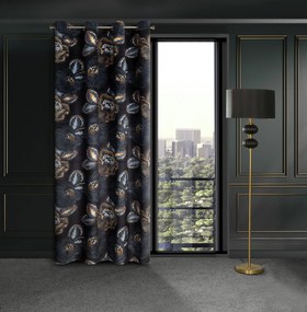 ZATEMŇOVACÍ ZÁVĚS NA KROUŽCÍCH LIMITED COLLECTION PEONIA2 140X250 CM ČERNÁ