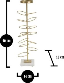 Kovový svícen Rings 46 cm zlatý/mramor