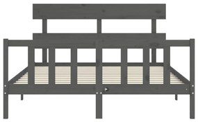 Rám postele s čelem šedý King Size masivní dřevo,  3193278