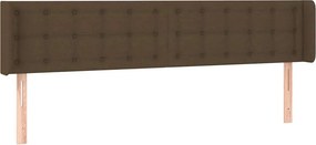 Čelo postele s LED tmavě hnědé 163 x 16 x 78/88 cm textil 3123679