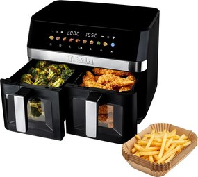 TESLA AirCook DualZone Q787 XXL Deluxe - multifunkční duální digitální horkovzdušná fritéza 2v1