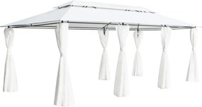 Zahradní altán se závěsy 600 x 298 x 270 cm bílý 180 g/m² 310073
