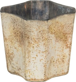 Skleněný svícen na čajovou svíčku s patinou - 9*8*8 cm
