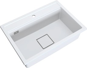 Gamma Quadro 7050, 1-komorový granitový dřez 700x500x220 mm, bílá, GMA-ZLE000236