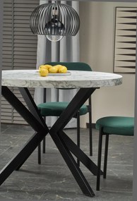 Rozkládací jídelní stůl PERONI bílý mramor/černá