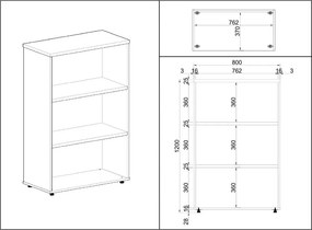 Střední skříň SimpleOffice 80 x 40 x 120 cm, dub světlý / šedá