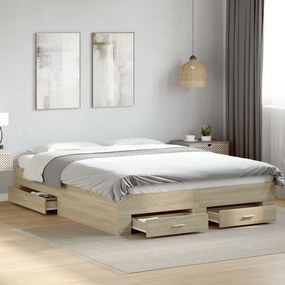 Rám postele se zásuvkami dub sonoma 150x200 cm kompozitní dřevo 3280379