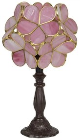Růžová stolní lampa Tiffany Bloom – 21x21x38 cm