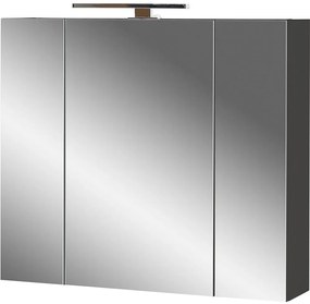 Tmavě šedá koupelnová skříňka se zrcadlem 76x71 cm - Germania