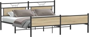 Kovový rám postele bez matrace dub sonoma 200 x 200 cm 3325128